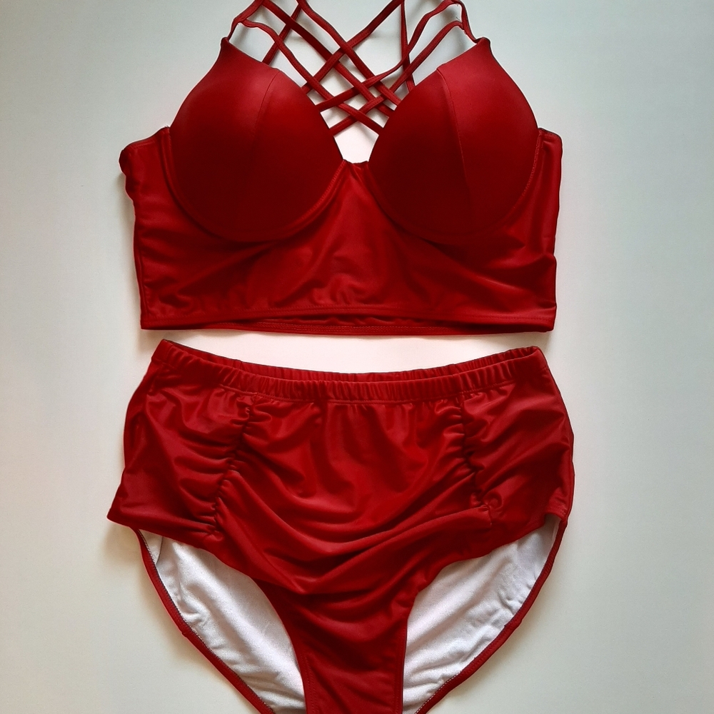 Sexy Plus Size High Waist Bikini Swimsuit Sz 14 18 Gem